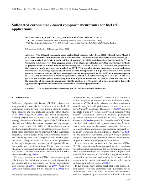 (PDF) Sulfonated carbon black-based composite membranes for fuel cell ...
