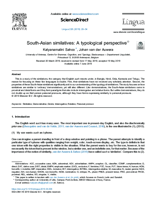 (PDF) South-Asian similatives: A typological perspective