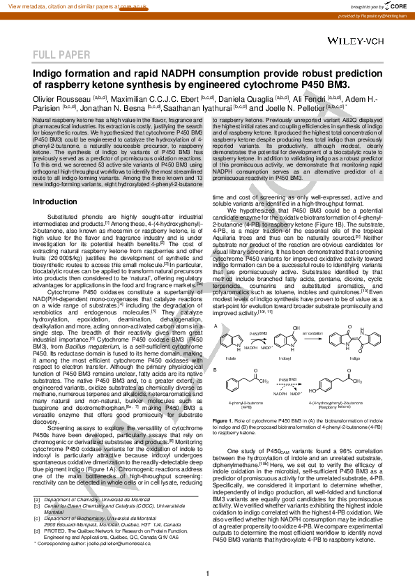 (PDF) Indigo formation and rapid NADPH consumption provide robust ...