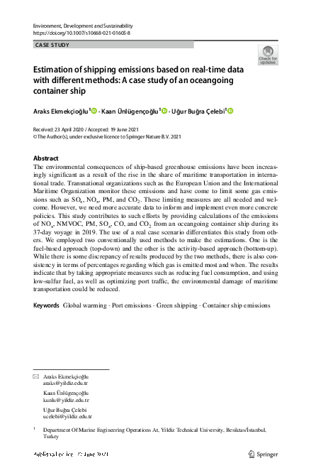 (PDF) Estimation of shipping emissions based on real-time data with ...