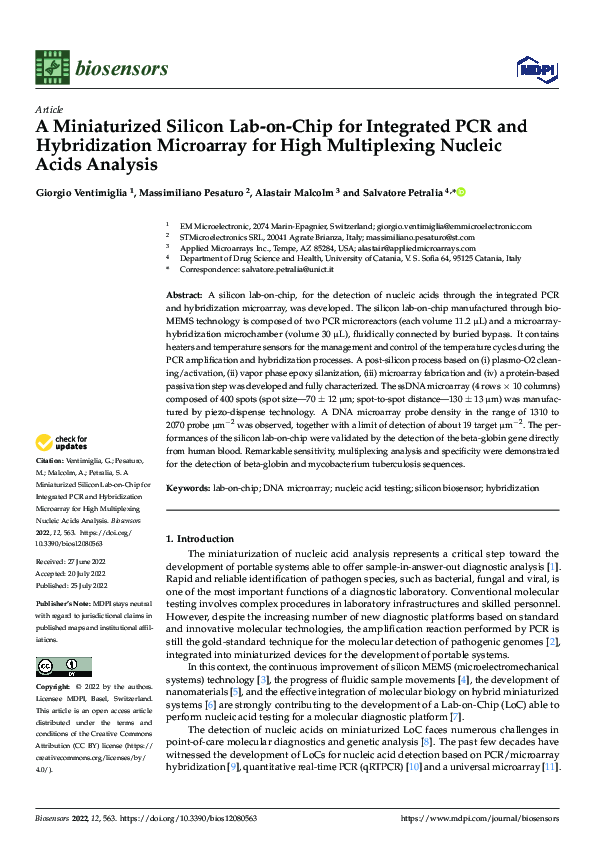 (PDF) A Miniaturized Silicon Lab-on-Chip for Integrated PCR and ...