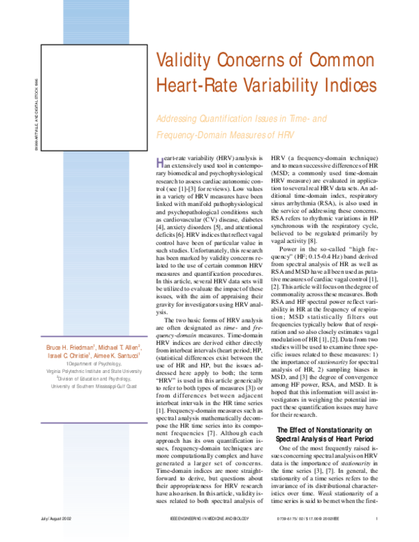 (PDF) Validity concerns of common heart-rate variability indices