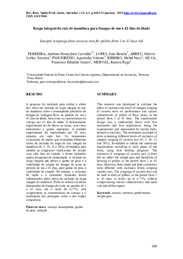 (PDF) Raspa integral da raiz de mandioca para frangas de um a 42 dias de idade