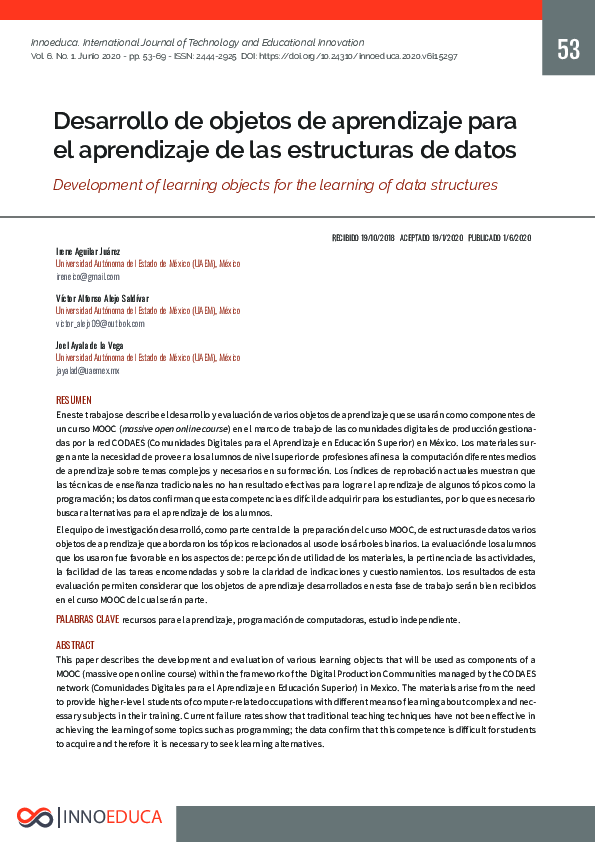 (PDF) Desarrollo de objetos de aprendizaje para el aprendizaje de las estructuras de datos