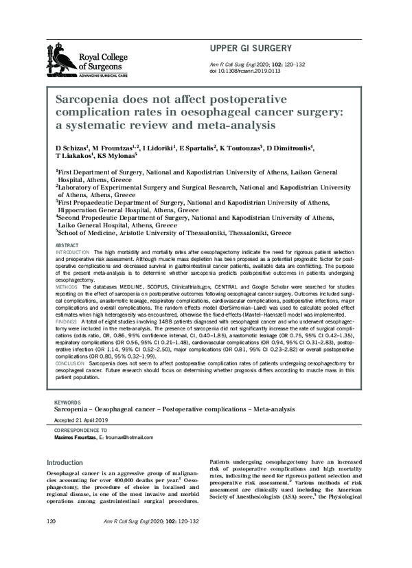 (PDF) Sarcopenia does not affect postoperative complication rates in ...