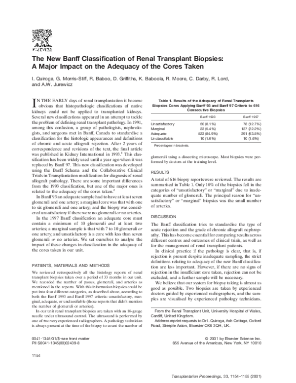 (PDF) The new Banff classification of renal transplant biopsies: a ...