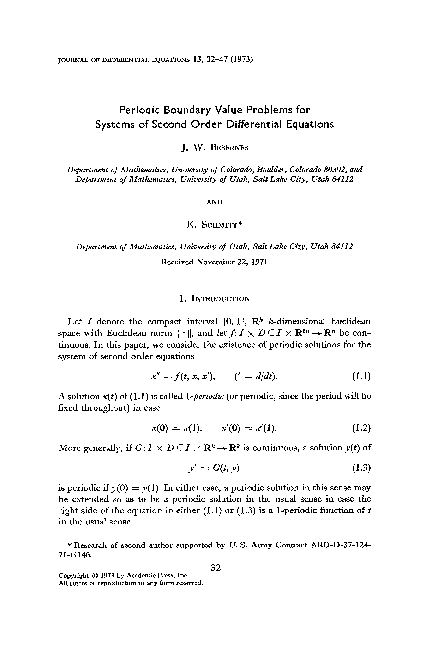 Pdf Periodic Boundary Value Problems For Systems Of Second Order