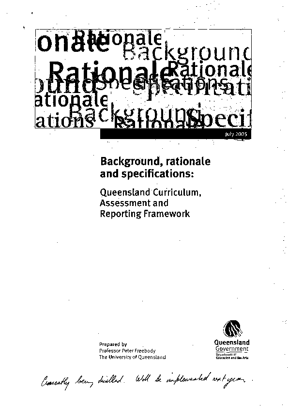 (PDF) Background rationale and specifications: Queensland curriculum ...
