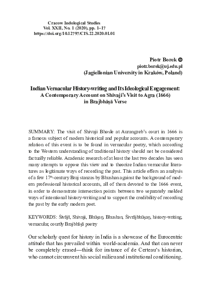 (PDF) Indian Vernacular History-writing and Its Ideological Engagement ...