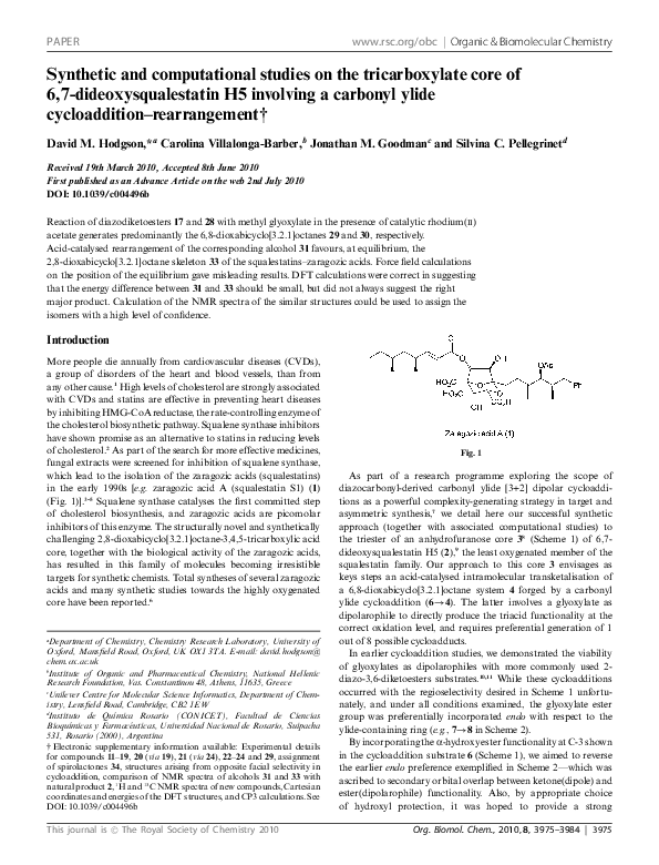(PDF) Synthetic and computational studies on the tricarboxylate core of ...