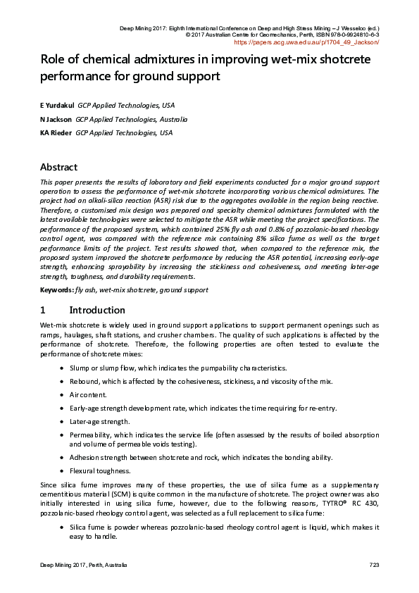 (PDF) Role of chemical admixtures in improving wet-mix shotcrete ...