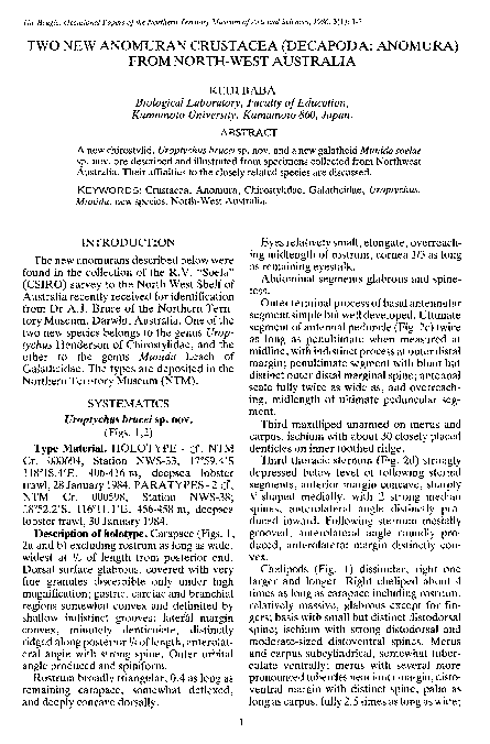 (PDF) Two new anomuran Crustacea (Decapoda: Anomura) from North-West ...