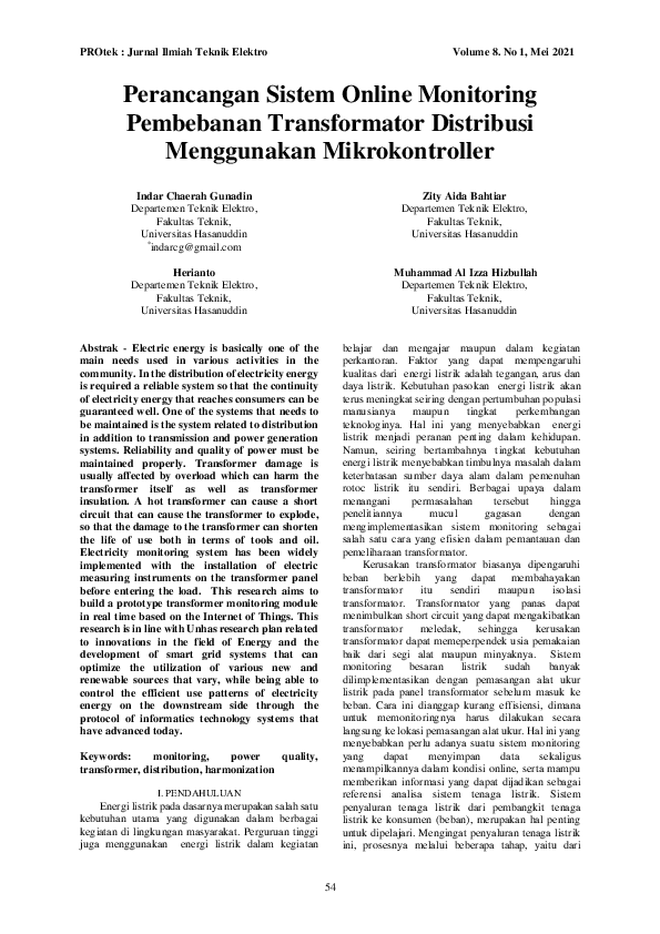 (PDF) Perancangan Sistem Online Monitoring Pembebanan Transformator Distribusi Menggunakan ...