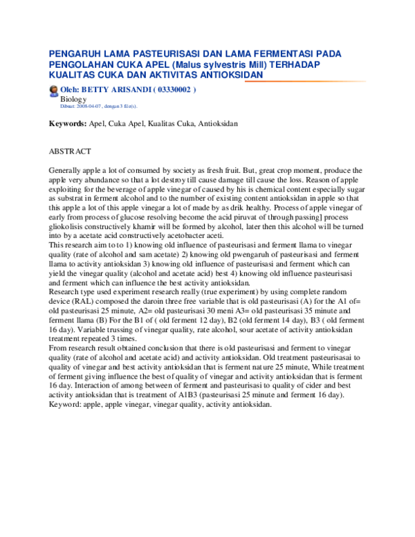 (PDF) PENGARUH LAMA PASTEURISASI DAN LAMA FERMENTASI PADA PENGOLAHAN ...