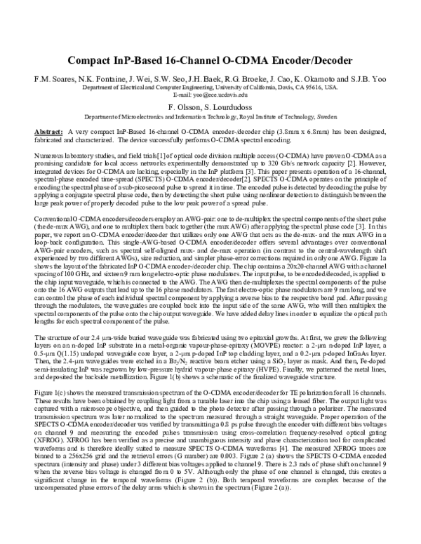 (PDF) Compact InP-Based 16-Channel O-CDMA Encoder/Decoder