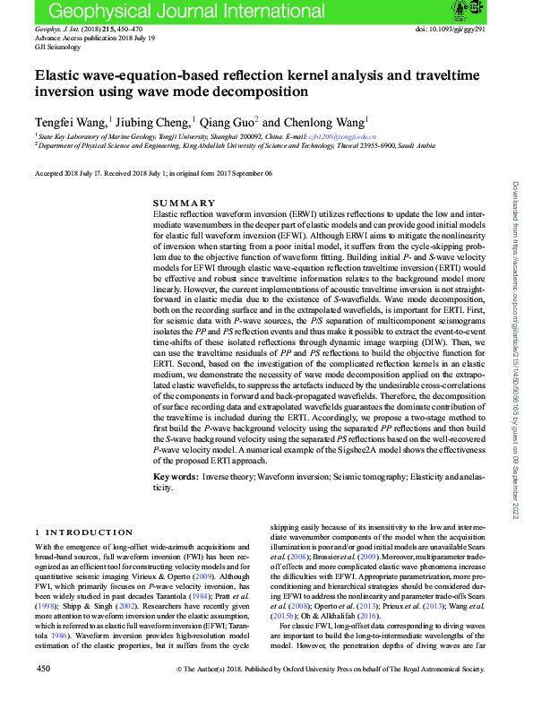 (PDF) Elastic wave-equation-based reflection kernel analysis and traveltime inversion using wave ...
