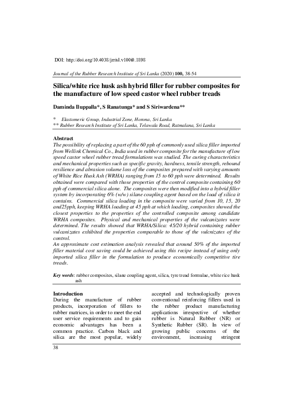 (PDF) Silica/white rice husk ash hybrid filler for rubber composites ...