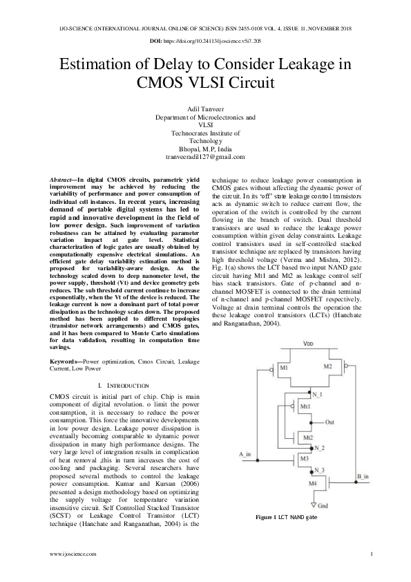 Pdf Leakage Impact Estimation In Cmos Vlsi