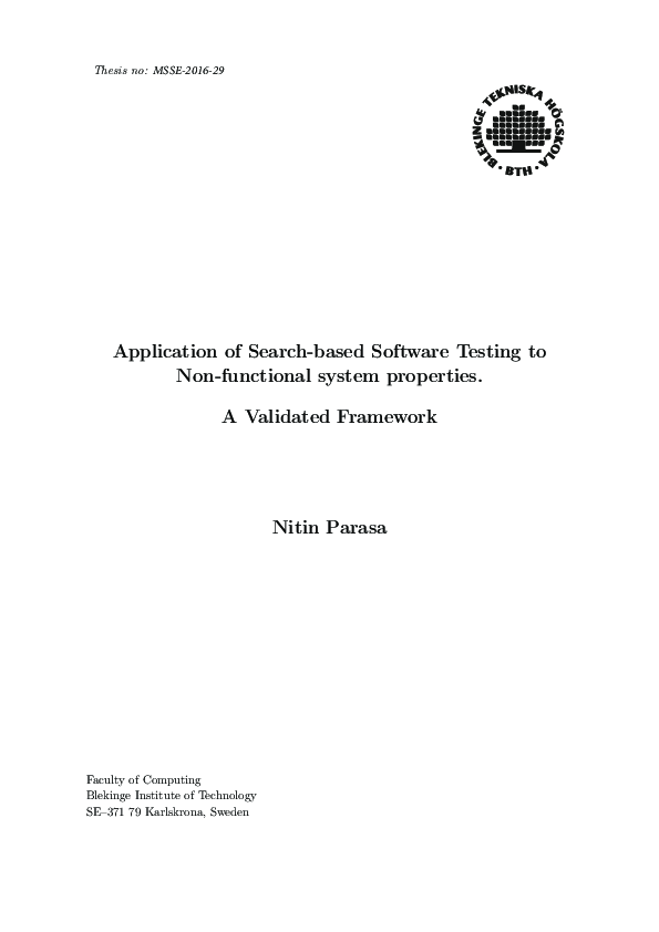 Pdf Application Of Search Based Software Testing Tonon Functional System Properties A 
