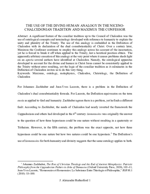 (PDF) THE USE OF THE DIVINE-HUMAN ANALOGY IN THE NICENO-CHALCEDONIAN ...