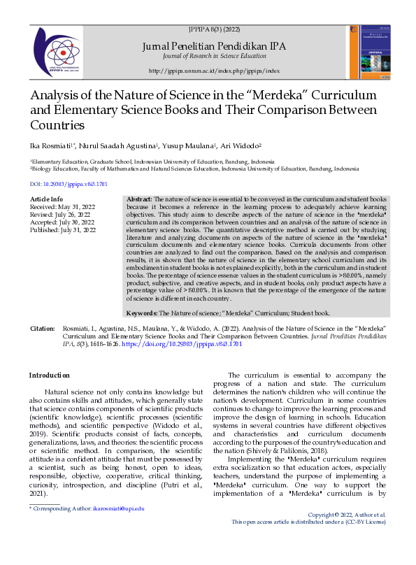 (PDF) Analysis of the Nature of Science in the “Merdeka” Curriculum and ...