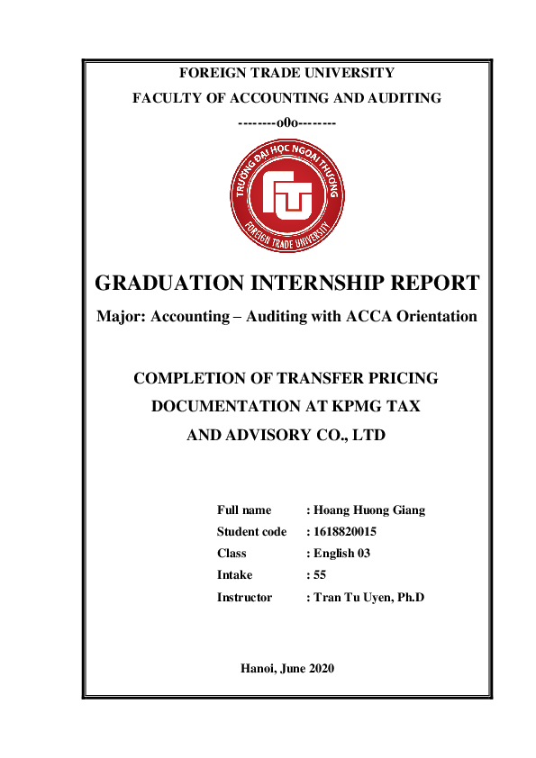 (PDF) FTU INTERNSHIP GRADUATION REPORT by HUONG GIANG HOANG