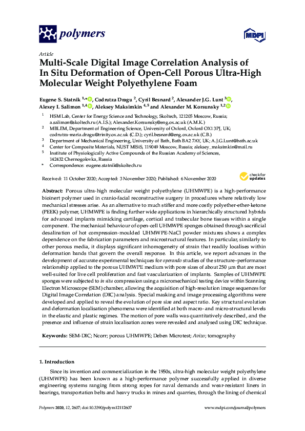 Pdf Multi Scale Digital Image Correlation Analysis Of In Situ Deformation Of Open Cell Porous