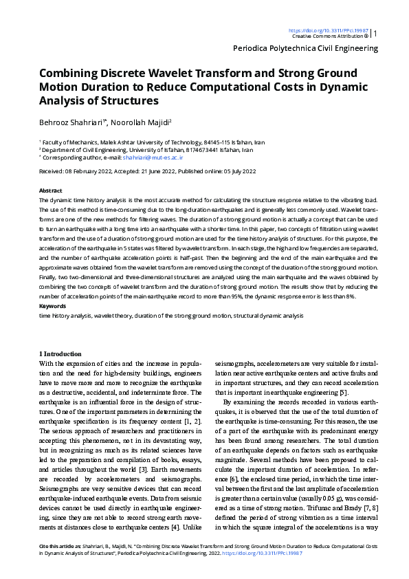 Pdf Combining Discrete Wavelet Transform And Strong Ground Motion Duration To Reduce