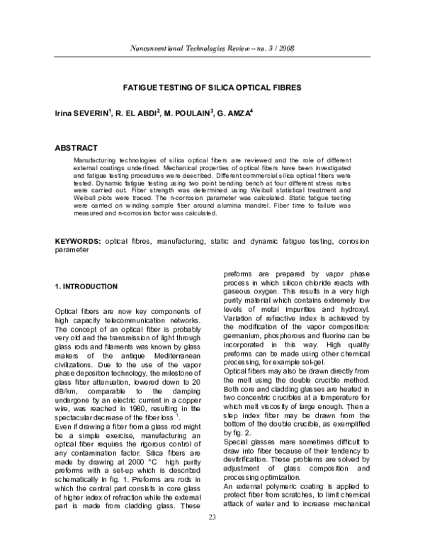 (PDF) Fatigue Testing of Silica Optical Fibres | Gheorghe Amza ...