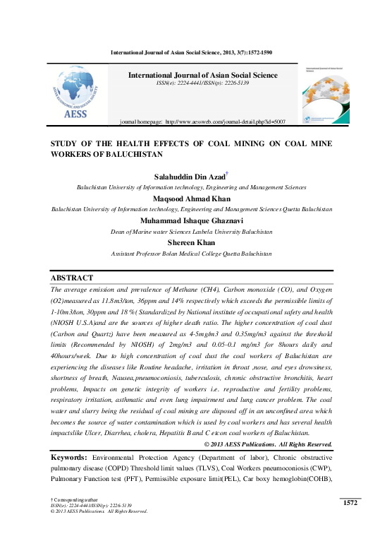 (PDF) Study of the health effects of coal mining on coal mine workers ...