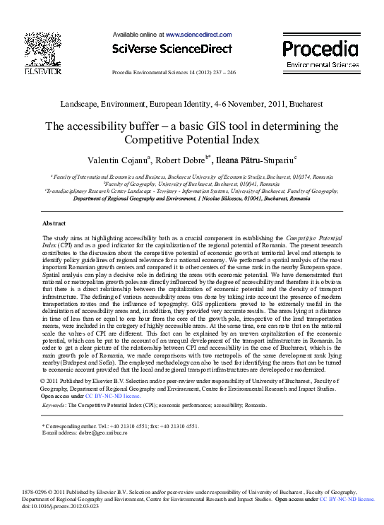 (PDF) The Accessibility Buffer – A Basic GIS Tool in Determining the Competitive Potential Index