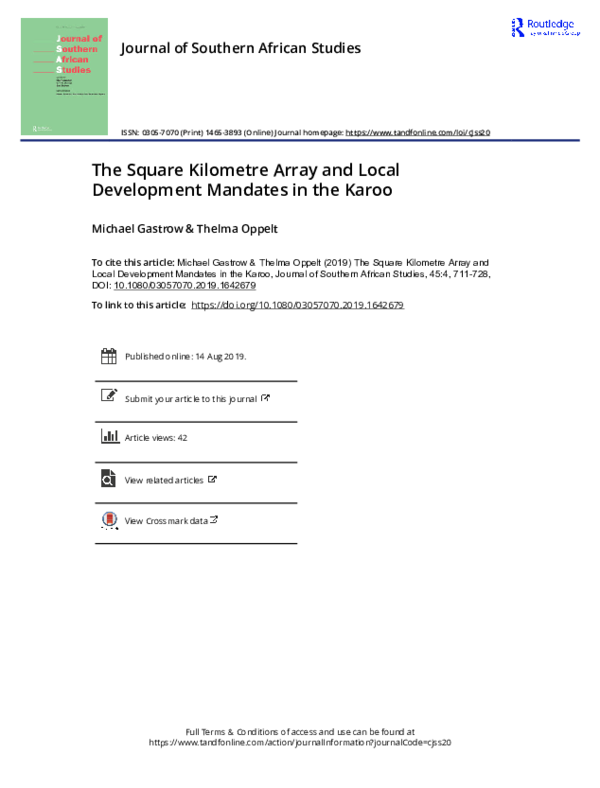 (PDF) The Square Kilometre Array and Local Development Mandates in the ...