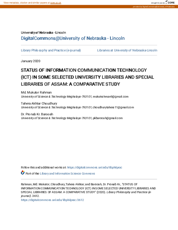 (PDF) Status of Information Communication Technology (Ict) in Some ...