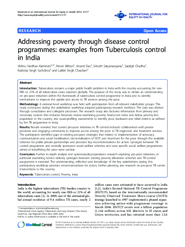 (PDF) Addressing poverty through disease control programmes: examples ...