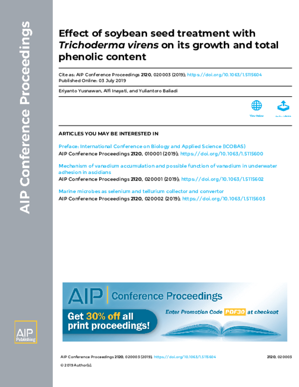 (PDF) Effect of soybean seed treatment with Trichoderma virens on its ...