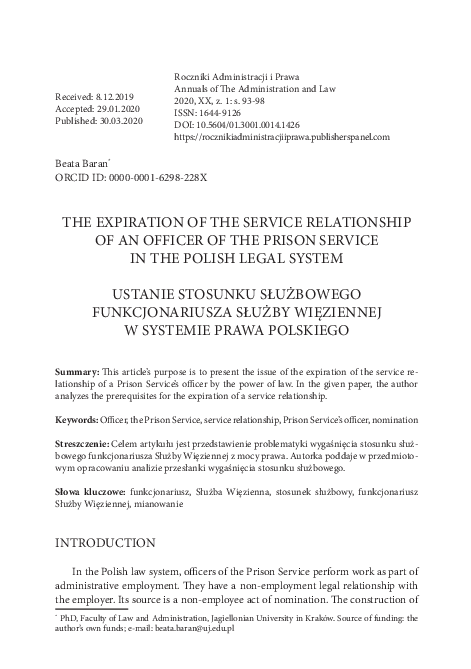 (PDF) The Expiration of the Service Relationship of an Officer of the ...