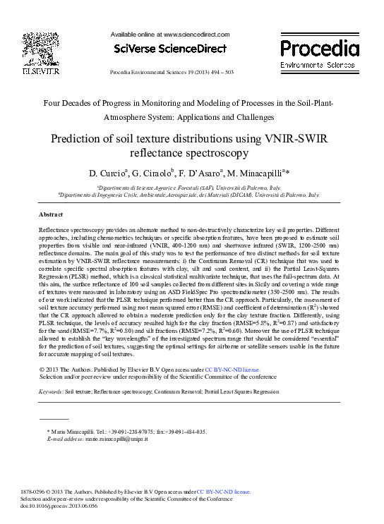 (PDF) Prediction of Soil Texture Distributions Using VNIR-SWIR Reflectance Spectroscopy | mario ...