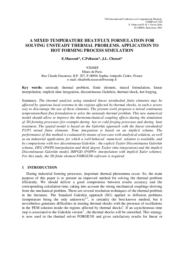 (PDF) A Mixed Temperature/heat Flux Formulation for Solving Unsteady ...