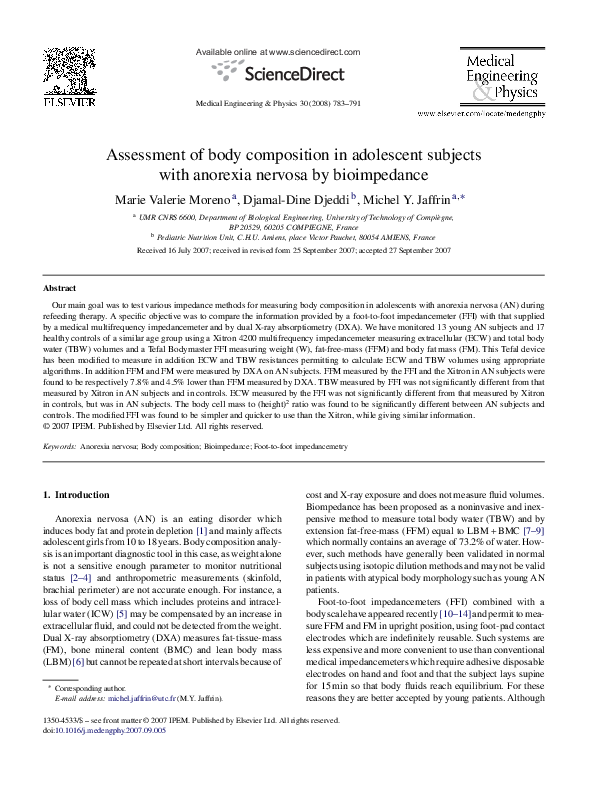 (PDF) Assessment of body composition in adolescent subjects with ...