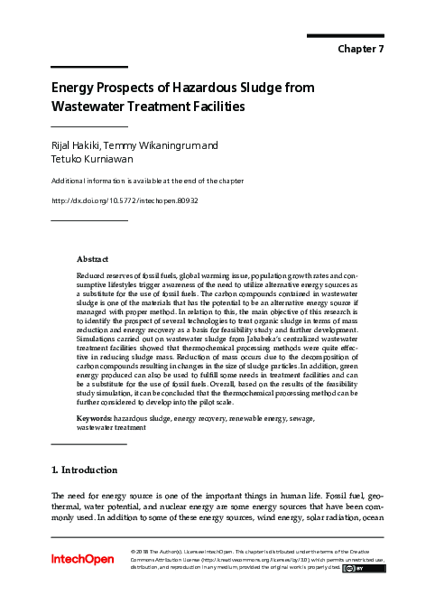 (PDF) Energy Prospects of Hazardous Sludge from Wastewater Treatment ...