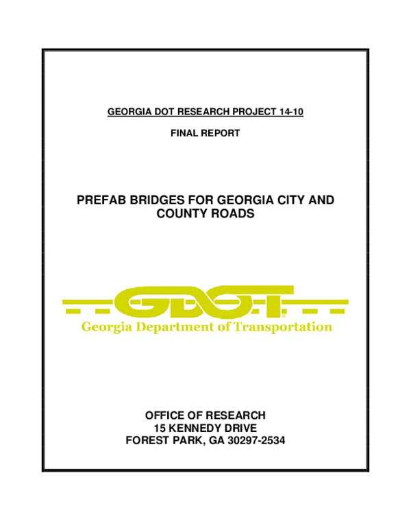 (PDF) Prefab Bridges for Georgia City and County Roads