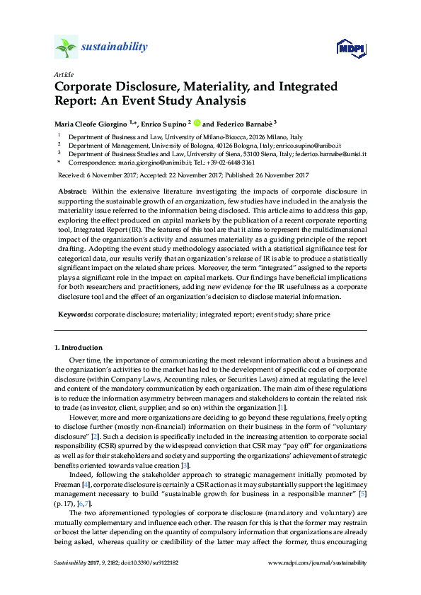 (PDF) Corporate Disclosure, Materiality, and Integrated Report: An ...