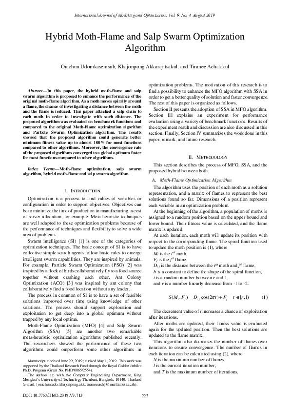 (PDF) Hybrid Moth-Flame and Salp Swarm Optimization Algorithm