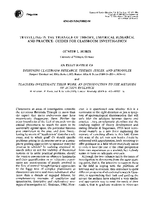 (PDF) Travelling in the triangle of theory, empirical research, and ...