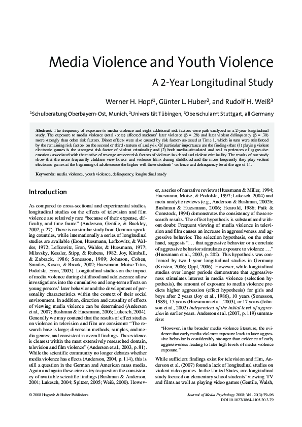 (PDF) Media Violence and Youth Violence