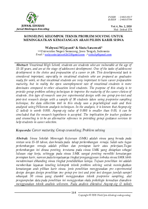 (PDF) Konseling Kelompok Teknik Problem Solving Untuk Meningkatkan ...
