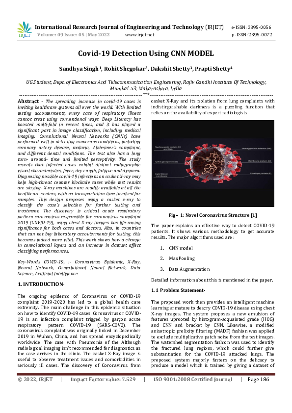 Pdf Covid 19 Detection Using Cnn Model