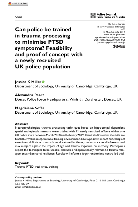 (PDF) Can police be trained in trauma processing to minimise PTSD ...