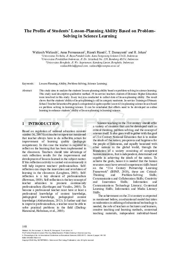 (PDF) The Profile of Students’ Lesson-Planning Ability Based on Problem ...