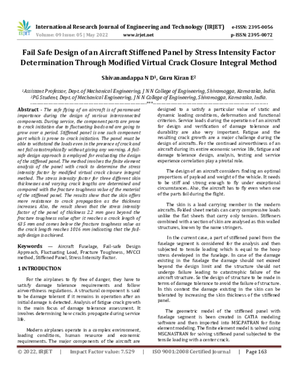 (PDF) Fail Safe Design of an Aircraft Stiffened Panel by Stress ...
